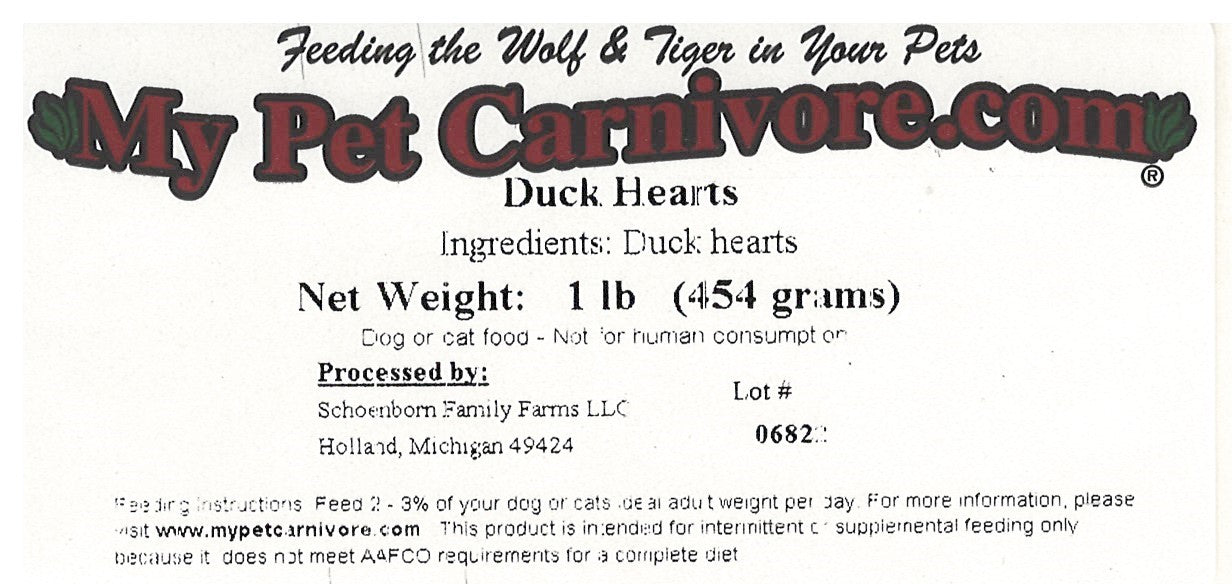 Duck Hearts-1 LB. – My Pet Carnivore