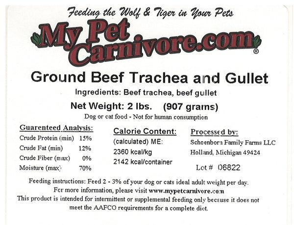 Ground Beef Trachea & Gullet-2 LB. – My Pet Carnivore